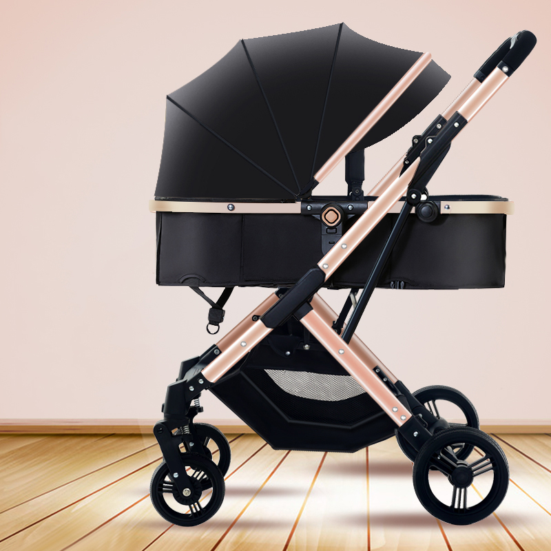 Foldable Luxury Baby Pram - Baby Stroller - Colour Black - Glitzytech